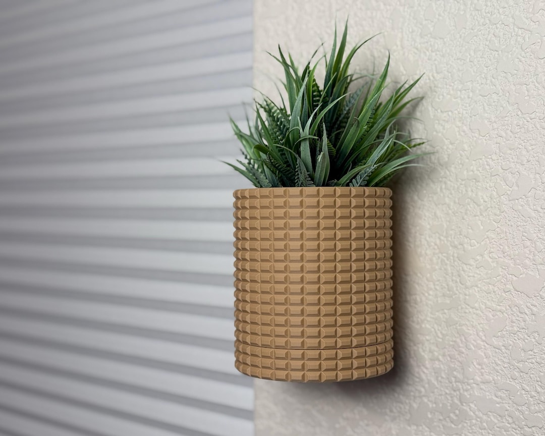 Modern Minimalist Brick Pattern Indoor Wall Planter: Hidden Drip Tray ...