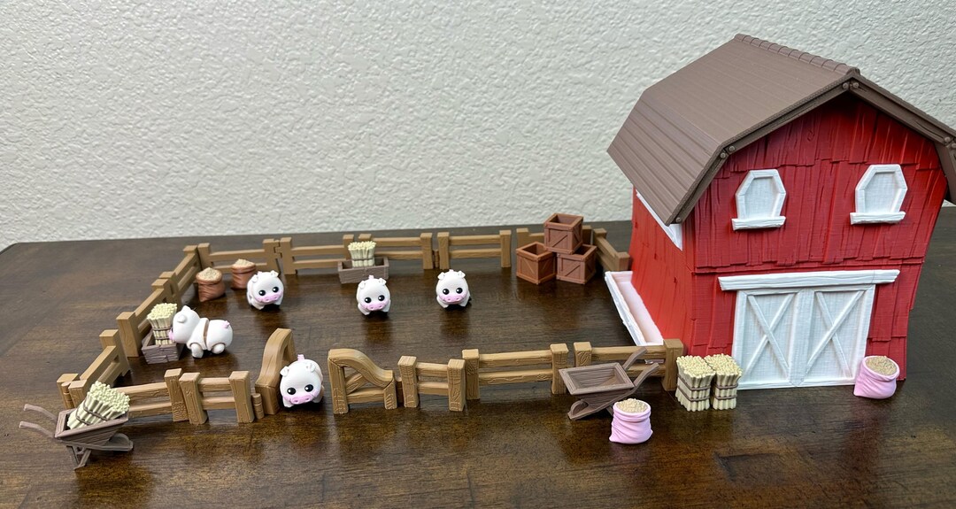 Pig Farm Playset: Miniature Barnyard With Pigs, Fences & Accessories - Etsy