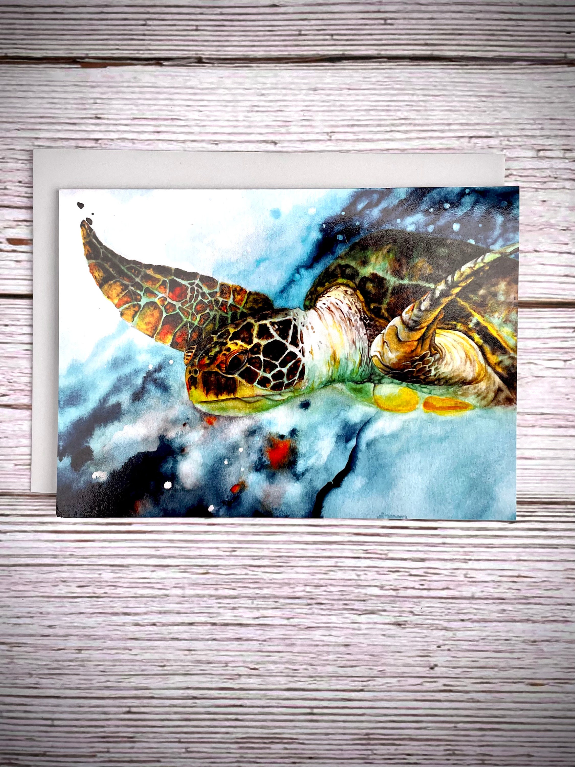Sea Turtle Notecards Ocean Notecard Sea Life Card Aquatic Notecard ...
