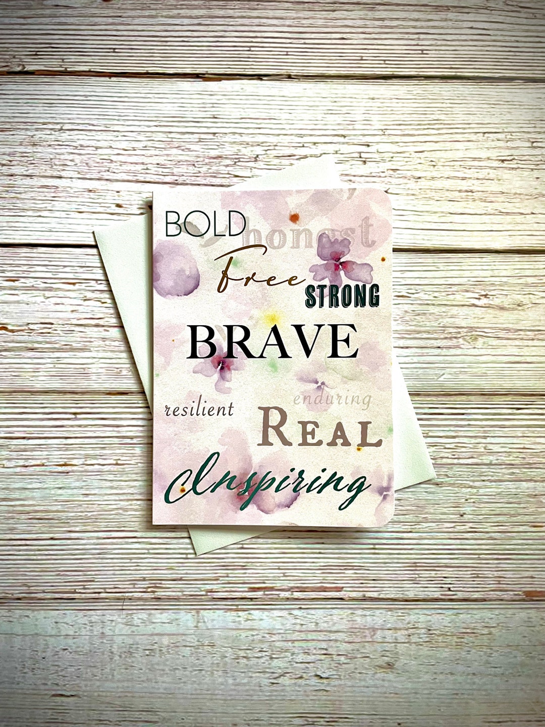 Inspiring Card - Brave - Flowers -inspiring Greeting - Blank Inside - Etsy
