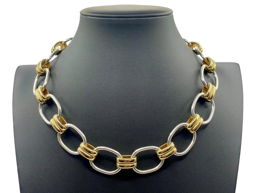 Lauren Ralph Lauren RLL Signed Vintage Two Tone Rolo Oval Link Chain ...