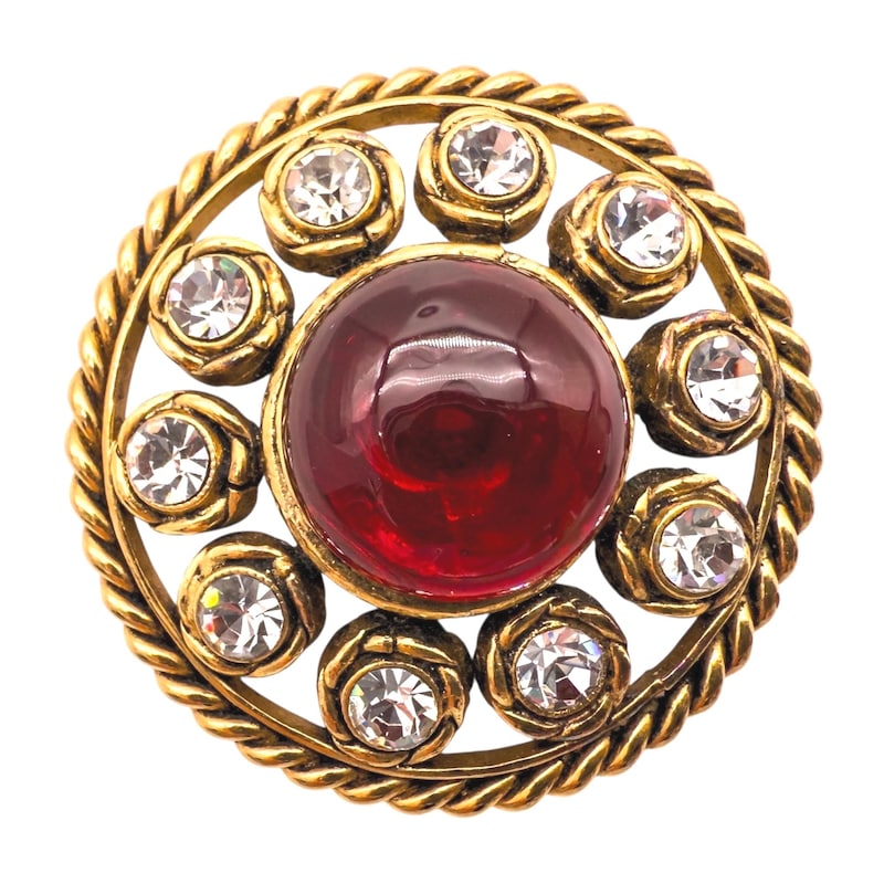 Chanel Gripoix Glass Brooch - Etsy
