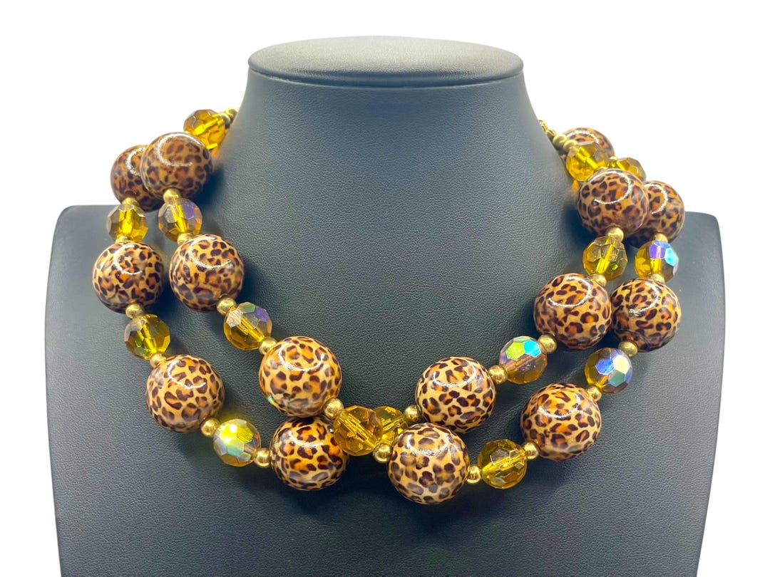 Joan Rivers Classics Collection Vintage Long Animal Print and Amber AB ...