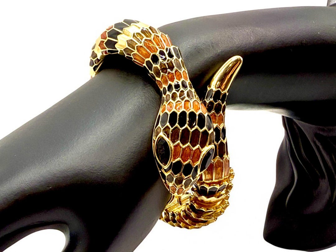 Joan Rivers Classic Collection Vintage Python Cuff Bracelet 1990s Gold ...