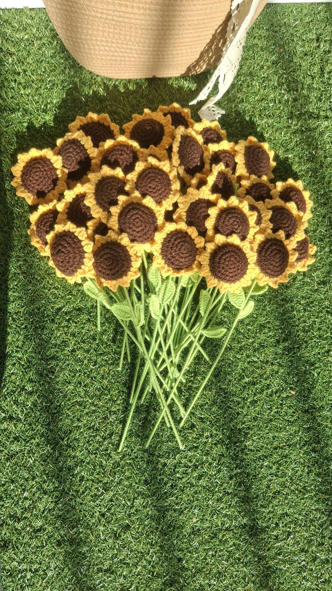 5 Handcrafted Eternal Blooms: Crochet Roses and Sunflowers - Etsy