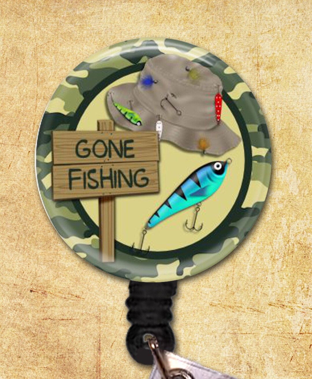 Fishing ID Badge Holder Retractable Reel, Fishing ID Badge Reel, Mens ...