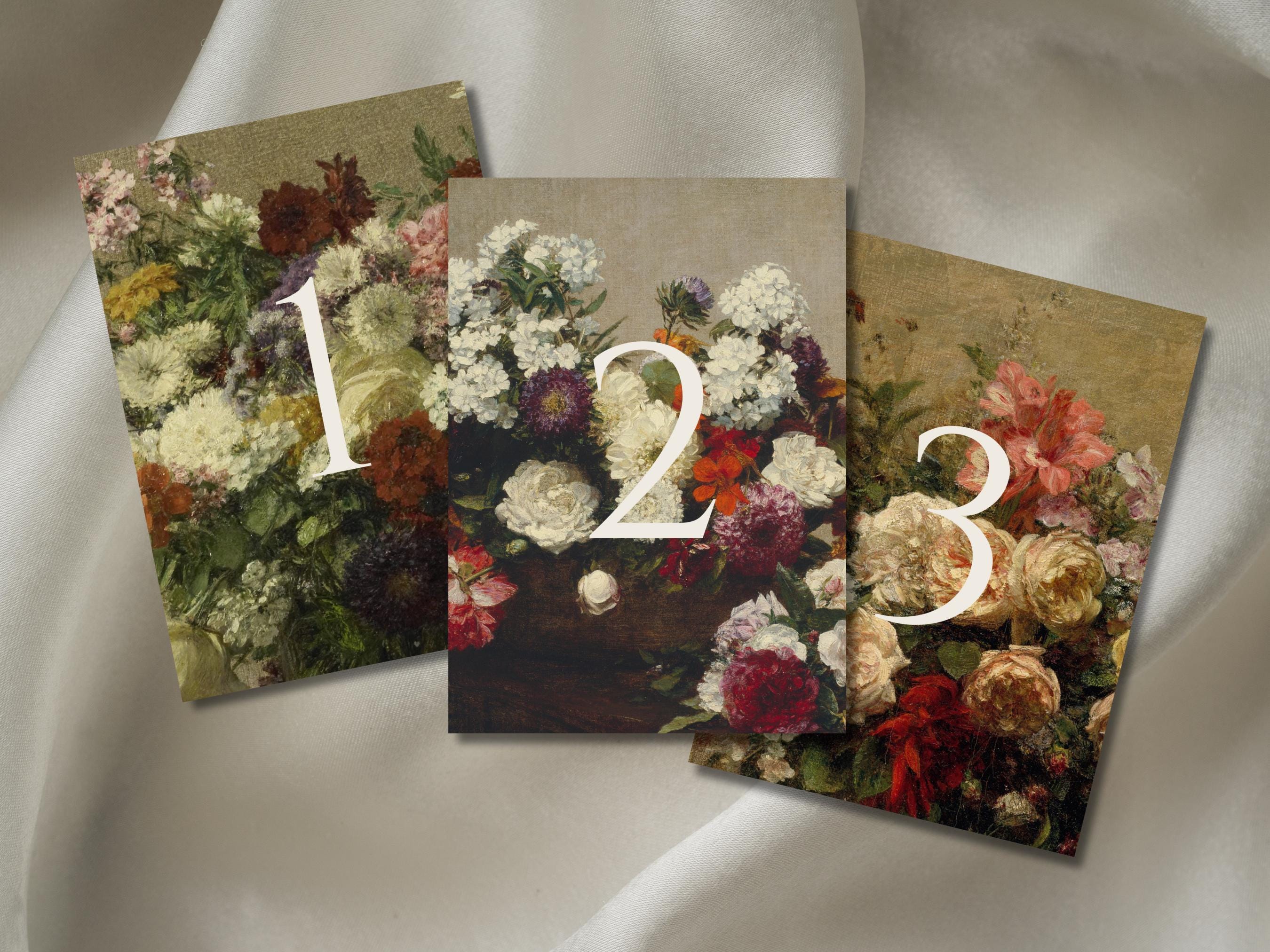 Vintage Floral Wedding Table Numbers: Editable Template (digital ...