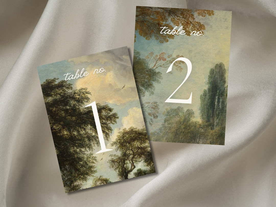 Artsy Wedding Table Numbers: Treetop Nature Canva Template (digital ...