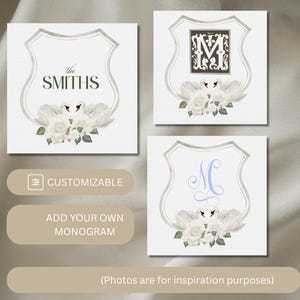 Swan Wedding Crest PNG: Rose Monogram Frame (digital Download) - Etsy