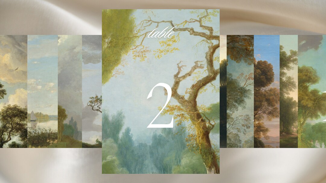 Pastel Nature Canva Template Artsy Wedding Table Numbers Pastel Art ...