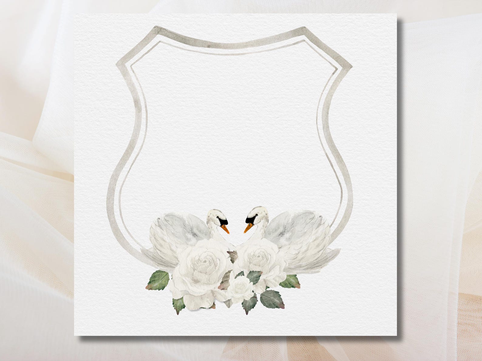 Swan Wedding Crest PNG: Rose Monogram Frame (digital Download) - Etsy