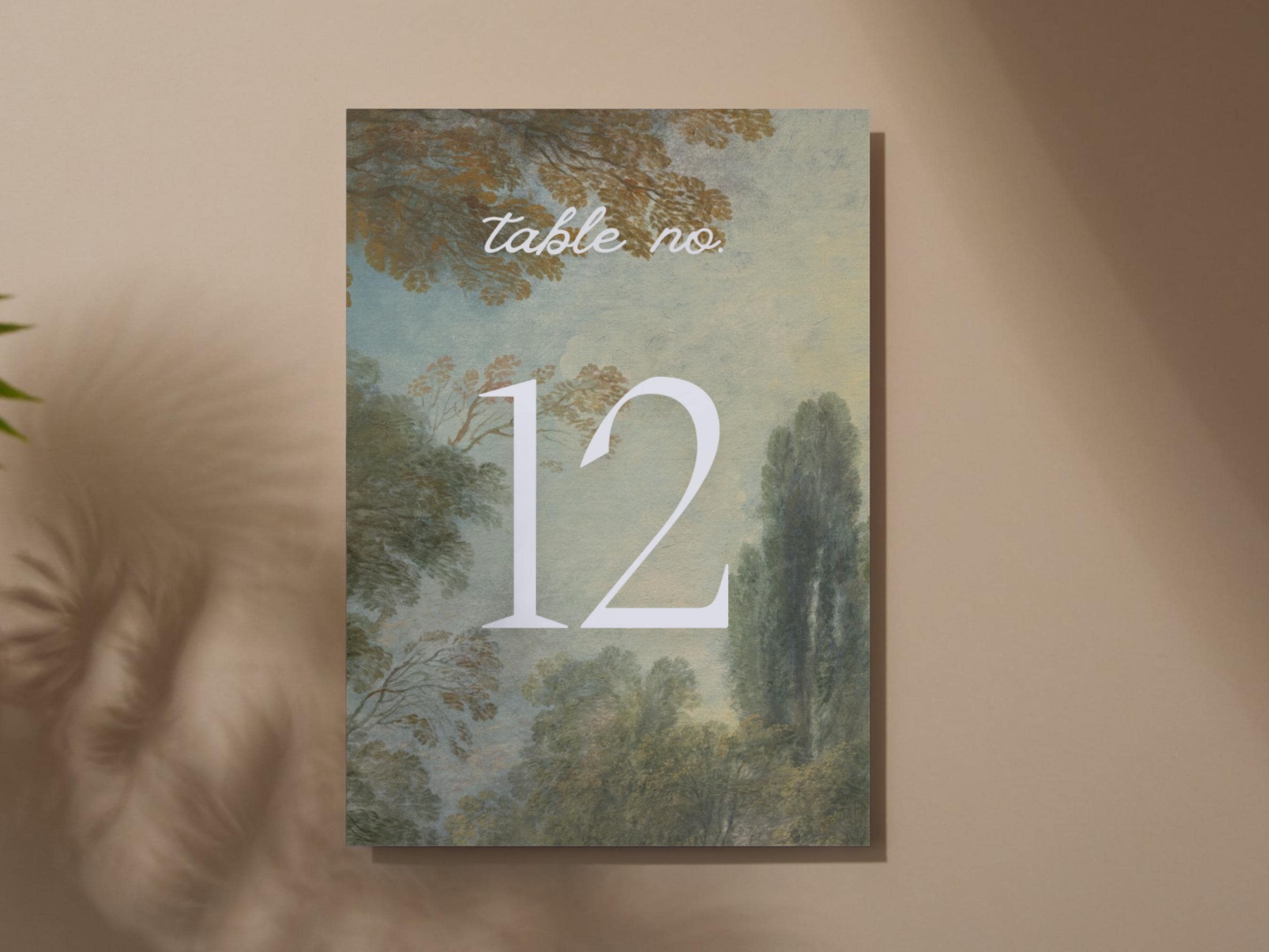 Artsy Wedding Table Numbers: Treetop Nature Canva Template (digital ...