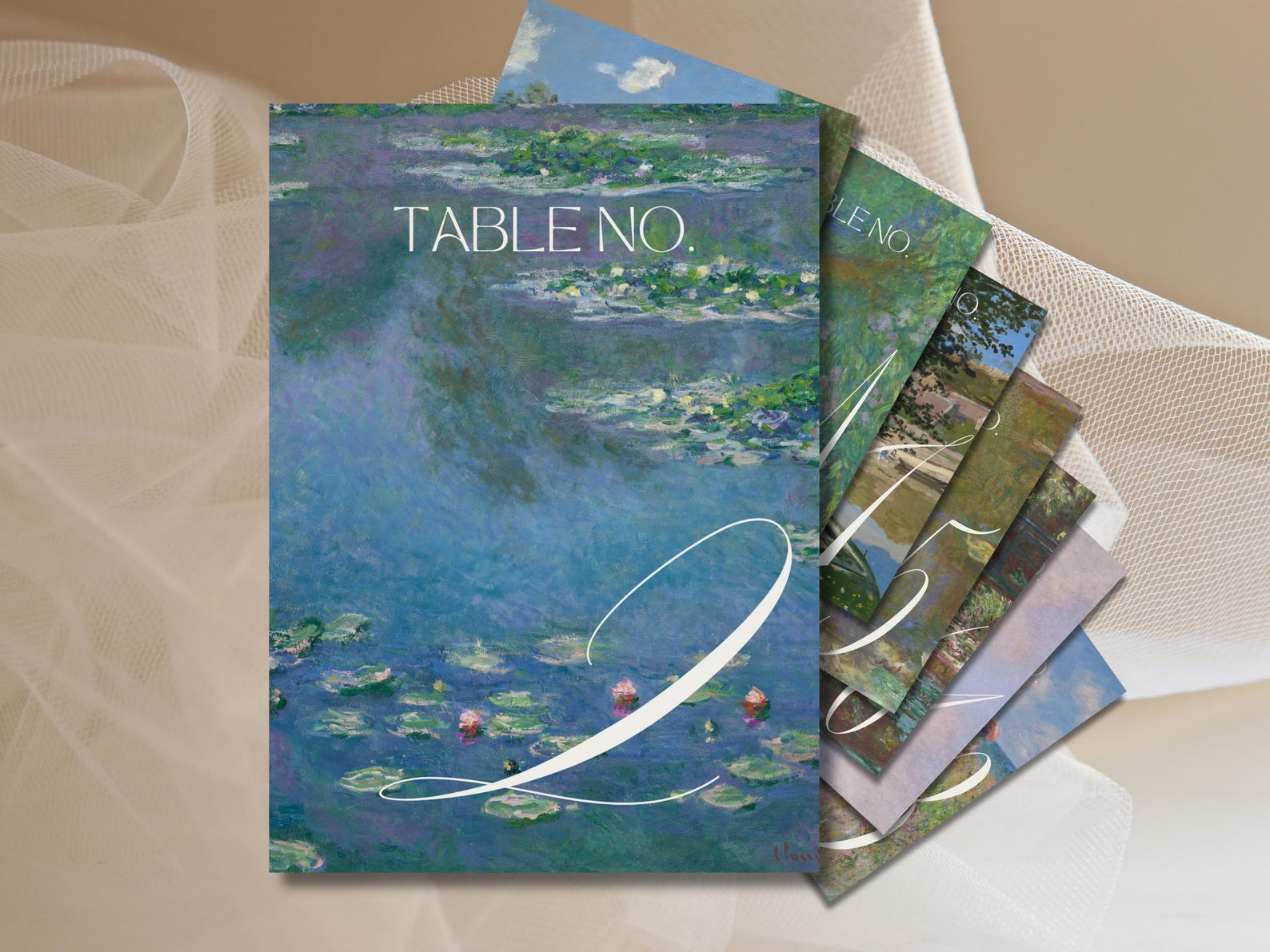 Monet Wedding Table Numbers: Impressionist Art Canva Template (digital ...