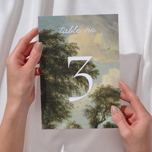 Artsy Wedding Table Numbers: Treetop Nature Canva Template (digital ...