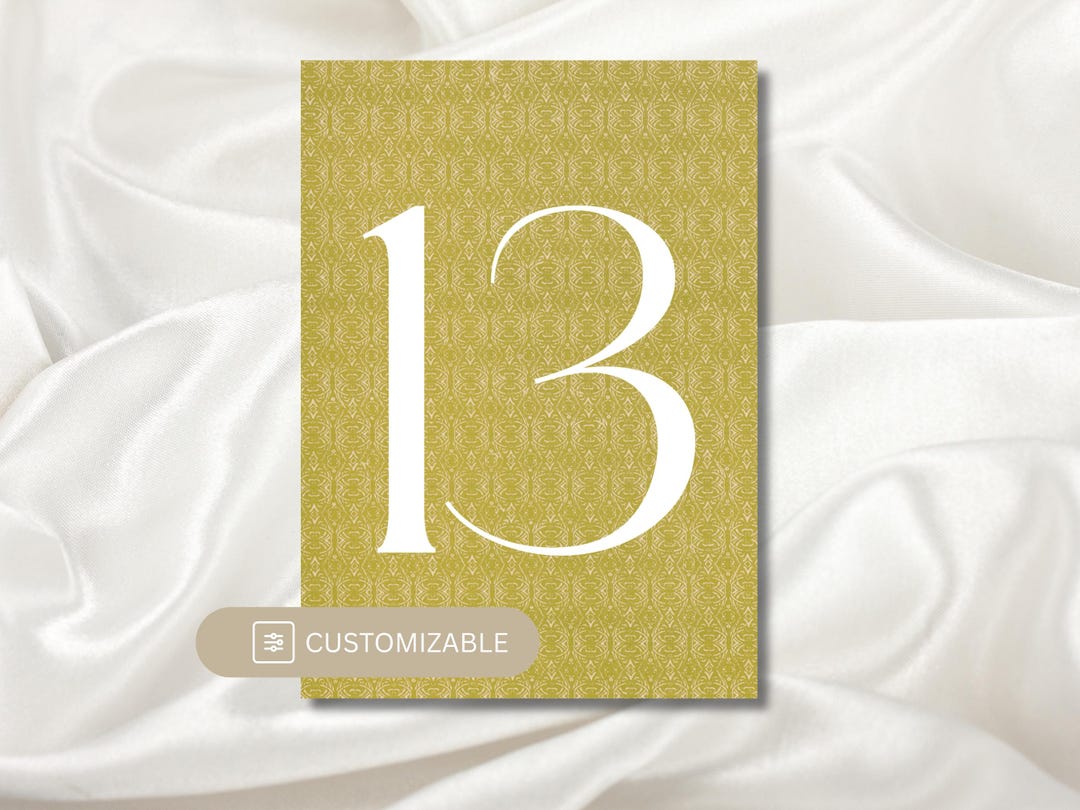 Chartreuse Wedding Table Number Template: Elegant Printable (canva ...