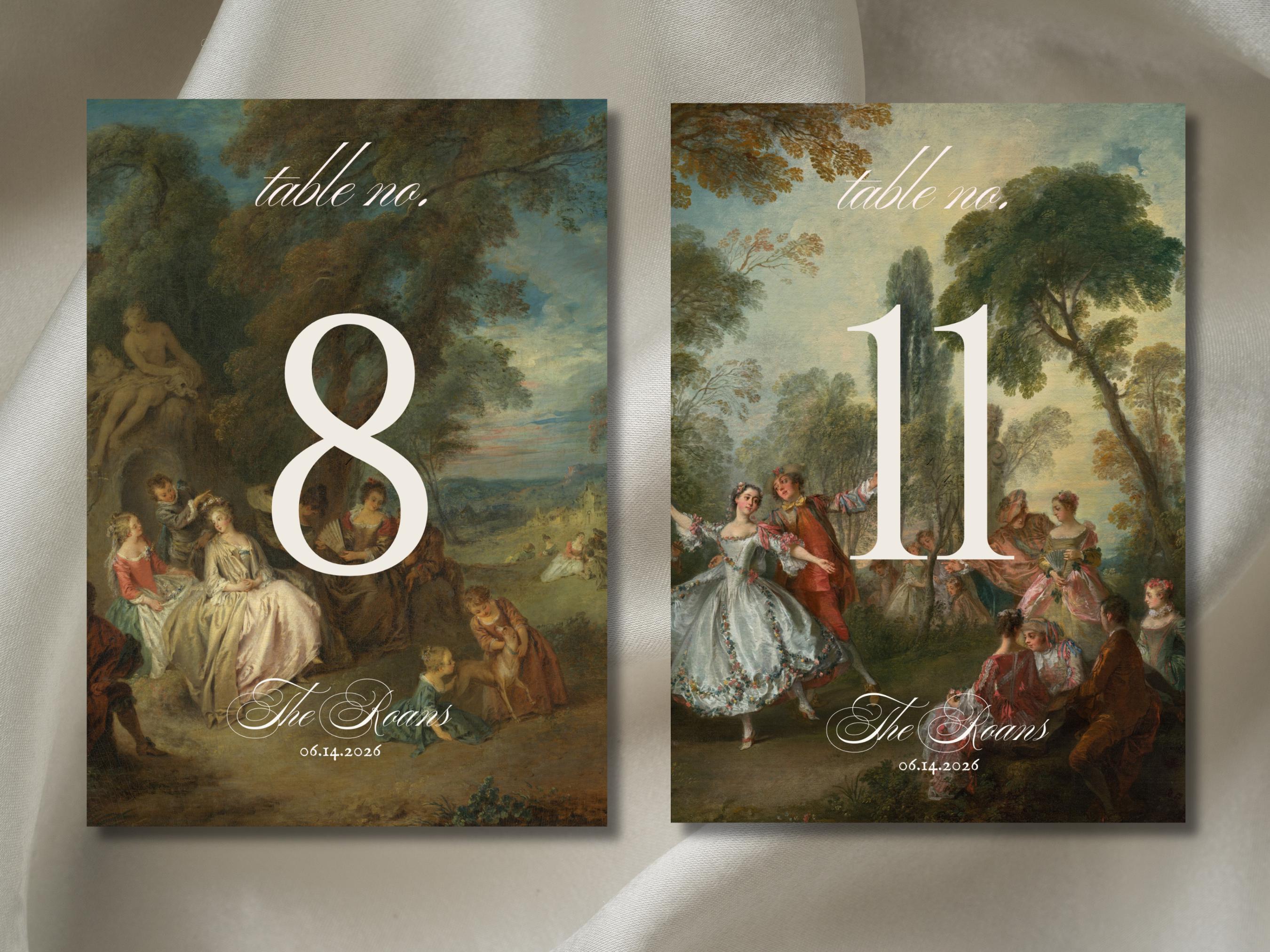 Vintage Art Wedding Table Numbers | Editable Canva Template, Baroque ...