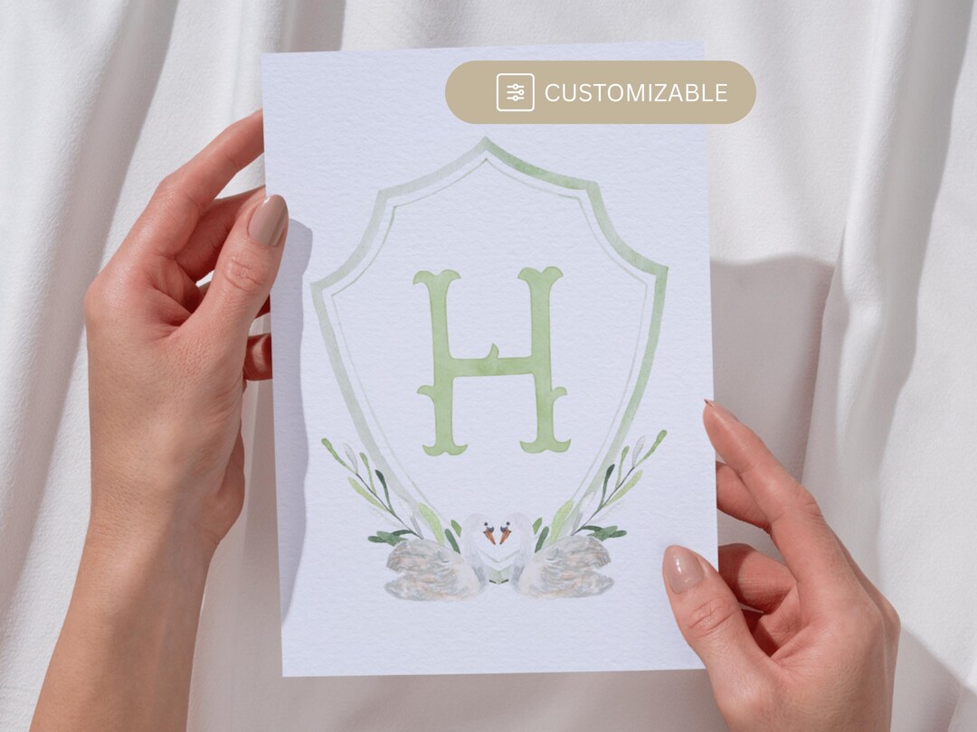 Swan Watercolor Crest, Instant Download, Canva Template, Transparent ...