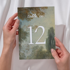 Artsy Wedding Table Numbers: Treetop Nature Canva Template (digital ...