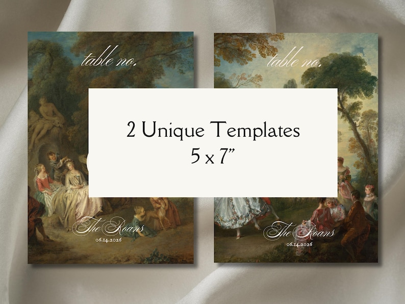 Vintage Art Wedding Table Numbers | Editable Canva Template, Baroque ...