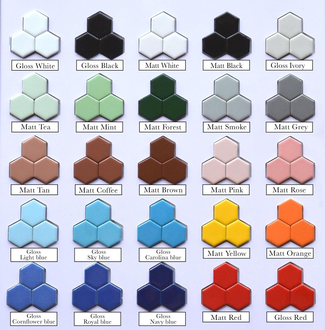 Hexagon Mosaic Tile Samples: Matte & Gloss (23x26x6 Mm) - Etsy