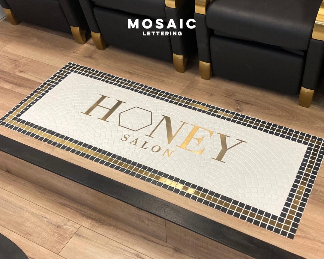 Custom Mosaic Sign for Storefront | Personalized Floor Tile With Logo ...