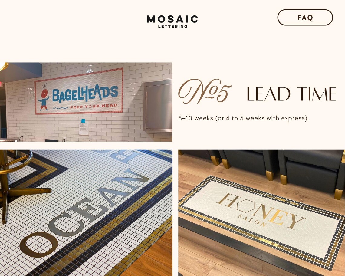 Custom Mosaic Floor Sign With Brass Letters | Business Entrance Tile ...