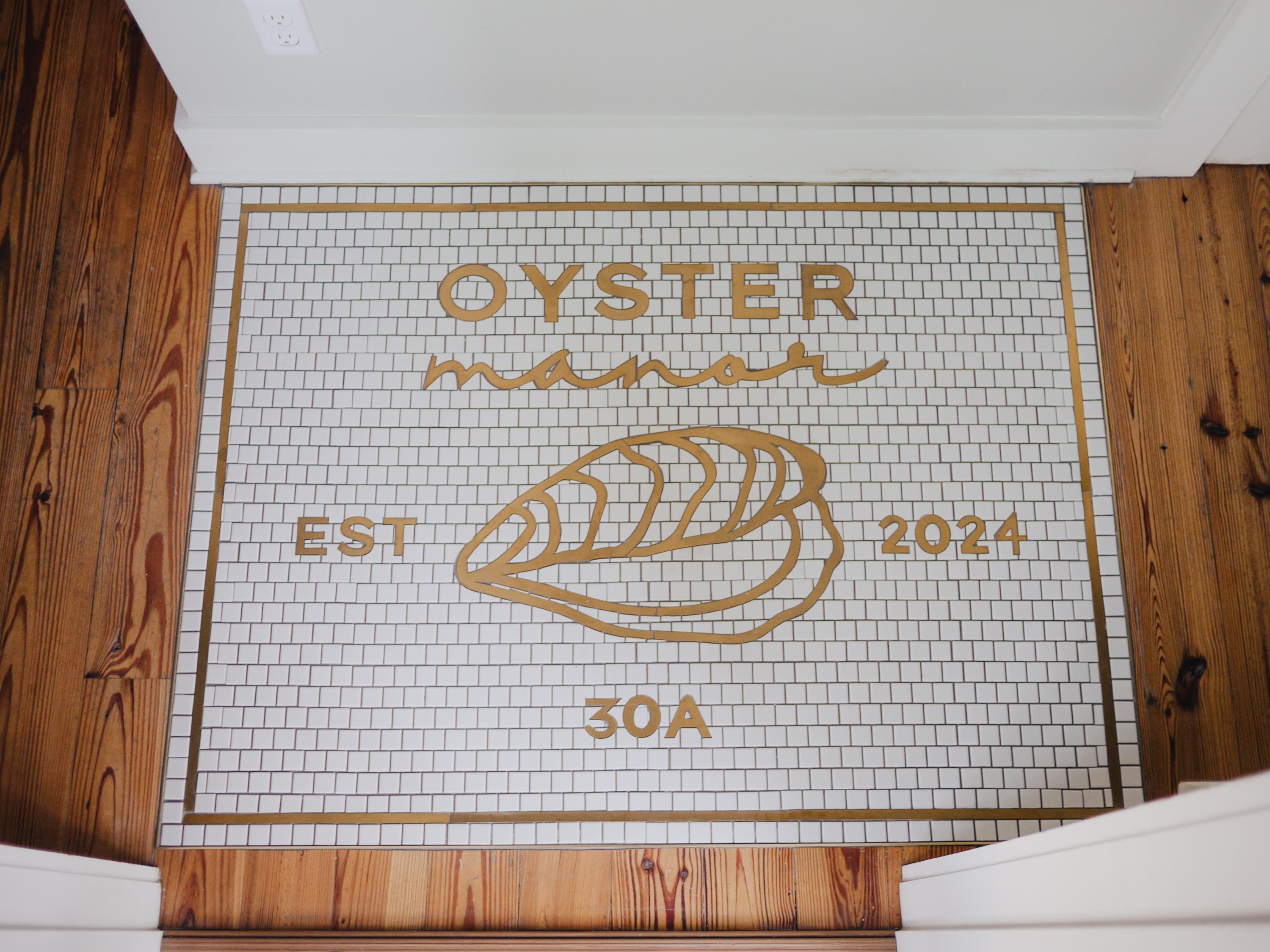 Elegant Brass Letter Mosaic Floor Sign | Handmade Tile Logo for ...