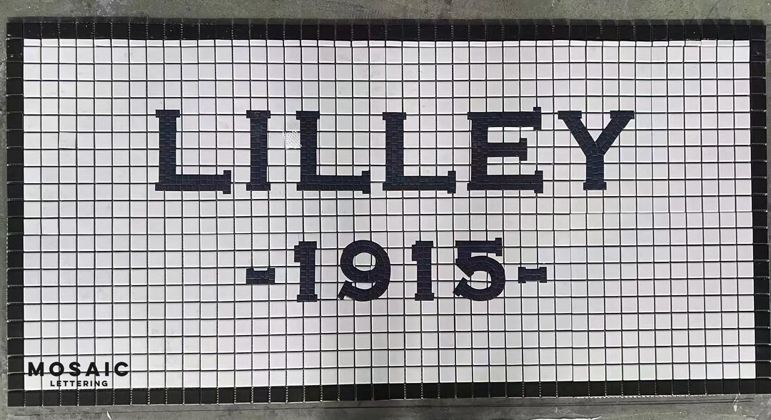 Personalized Address Floor Mosaic | Weatherproof Metal House Number Tile | Modern Home Entrance ...