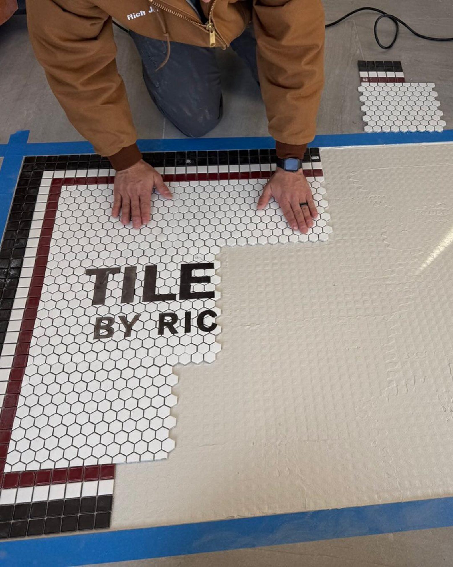Restaurant Wall & Floor Mosaic | Custom Handmade Metal Logo Tile | High ...