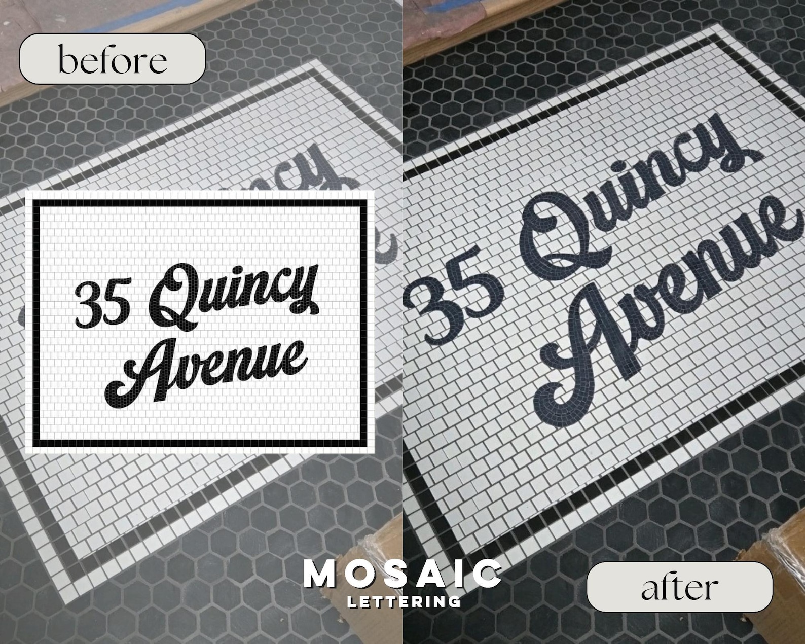 Custom Mosaic Sign for Storefront | Personalized Floor Tile With Logo ...