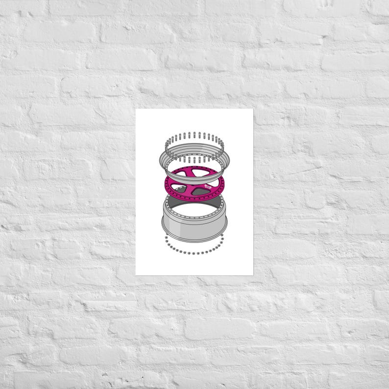 3-piece Rim Exploded View Poster – Car Enthusiast Wall Art | Stance ...