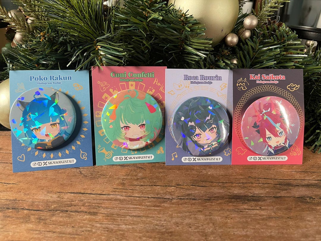 Idol Corp | Vtuber | Button Badges | Button | Badges | Hologram Badges ...