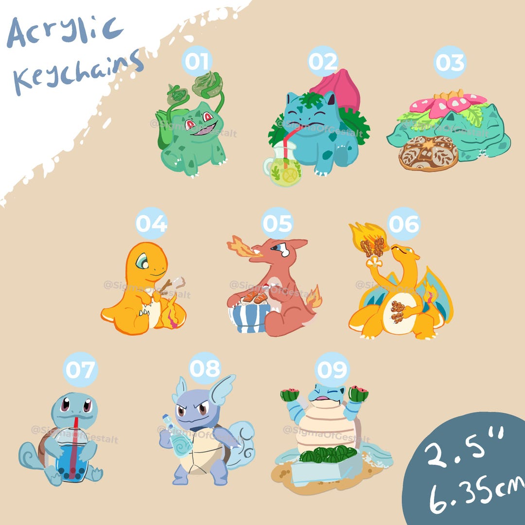 Gen 1 Starters | Keychains | Pocket Monsters - Etsy