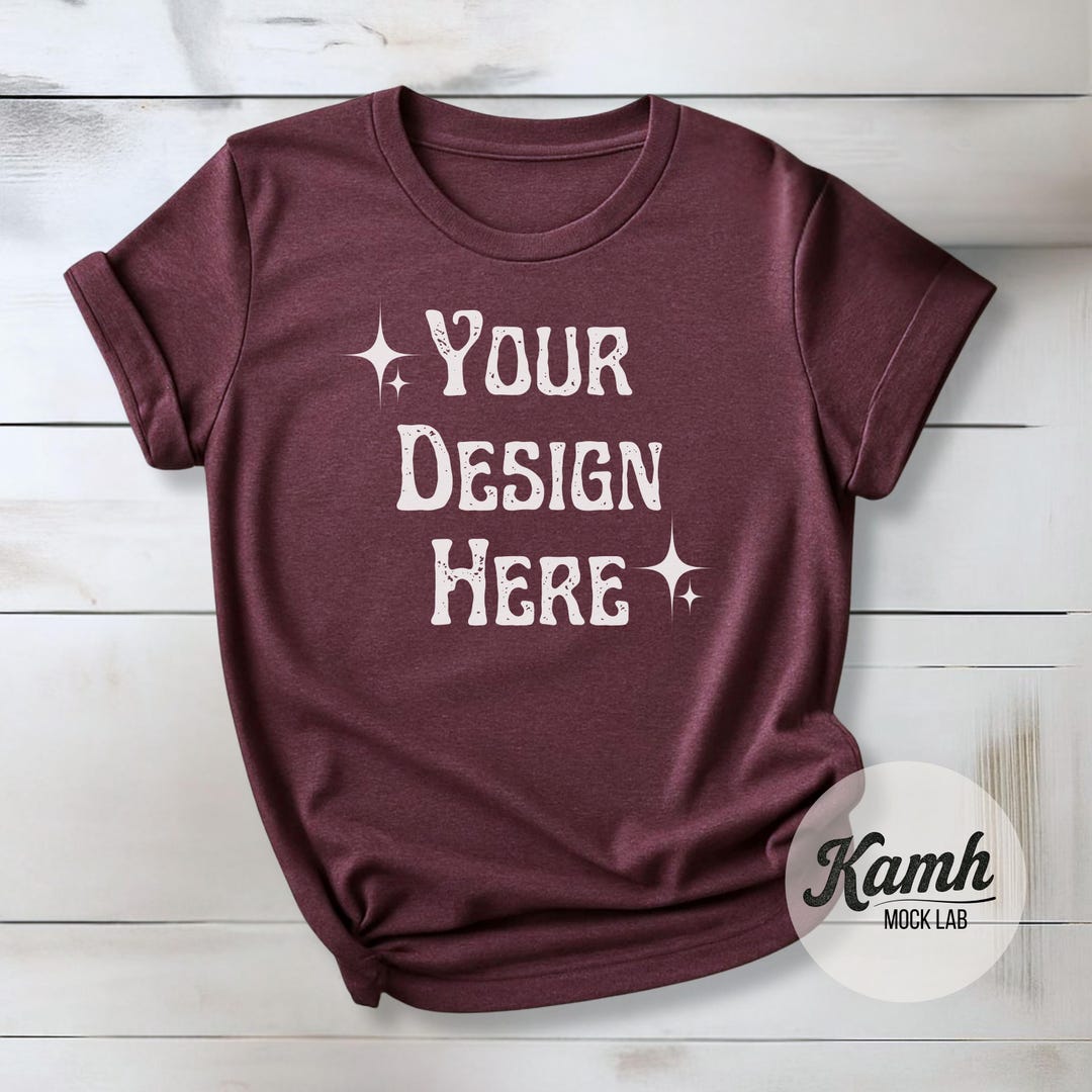 Gildan 64000 Heather Maroon T-shirt Mockup, Flat Lay G64000 Mockup - Etsy