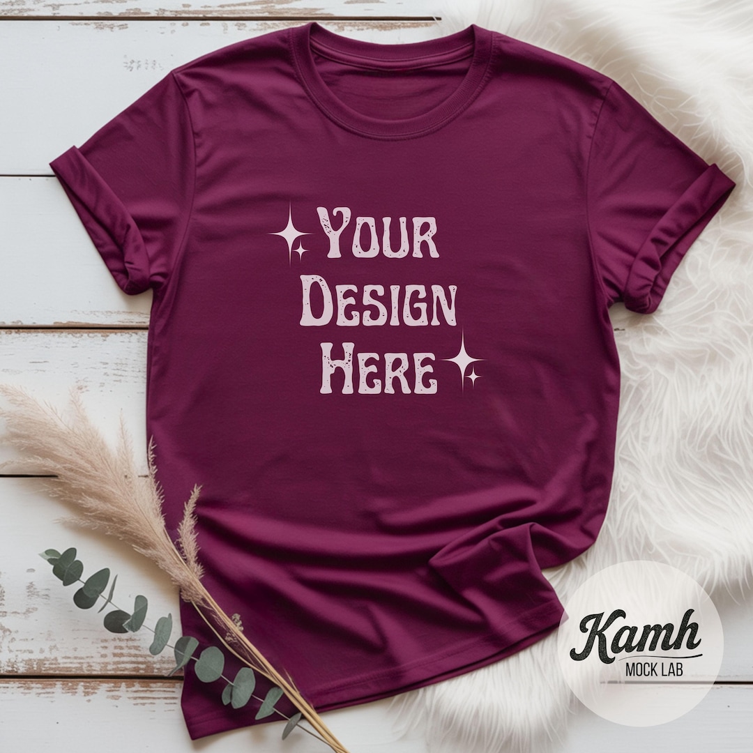Gildan 5000 Berry T-shirt Mockup, Flat Lay Gildan 5000 Mockup ...