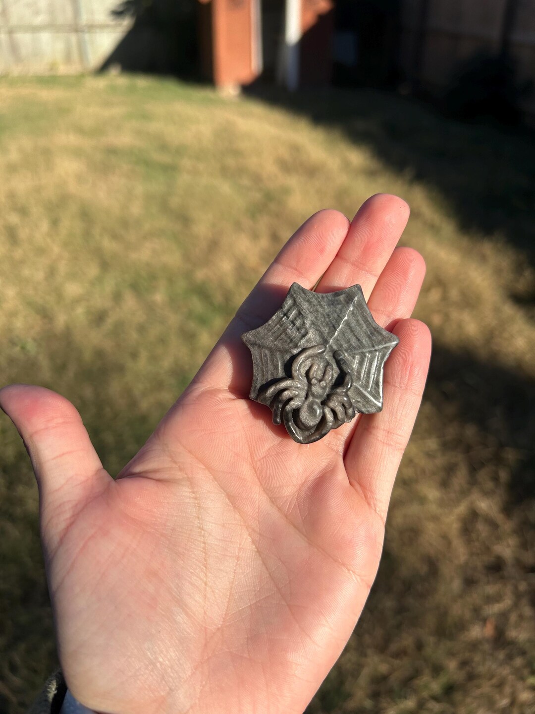 Silver Shine Obsidan Spider Web Carving - Etsy