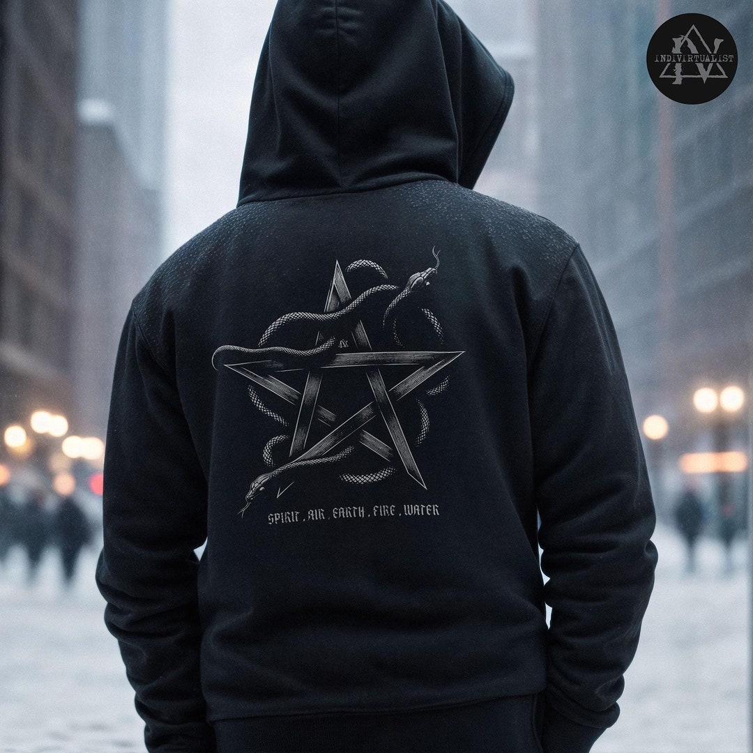Pentagram Hoodie Occult Unisex Dark Aesthetic Outfit Snakes Hoodie Dark ...