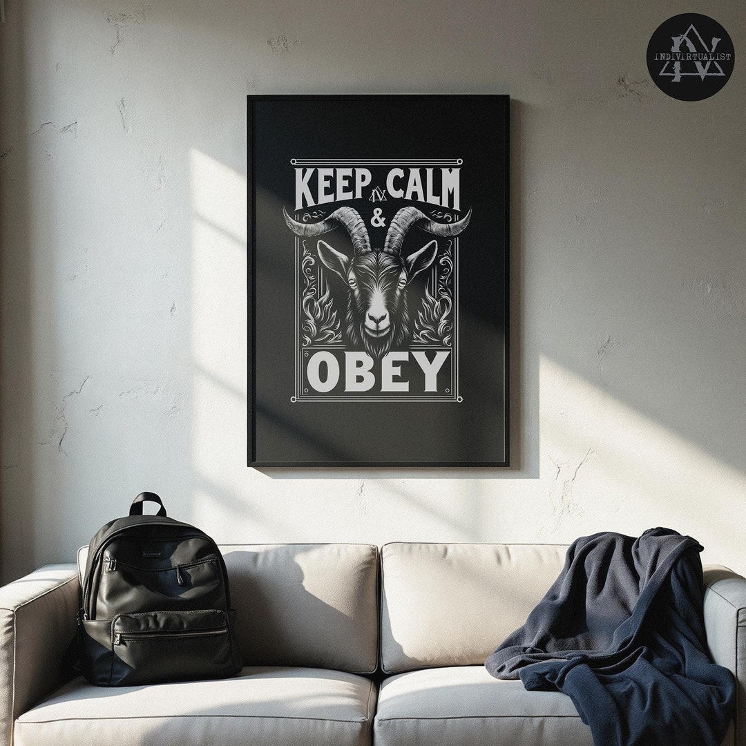 Gothic Canvas Dark Art Goat Art Print Occult Unisex Keep Calm Wall Art ...