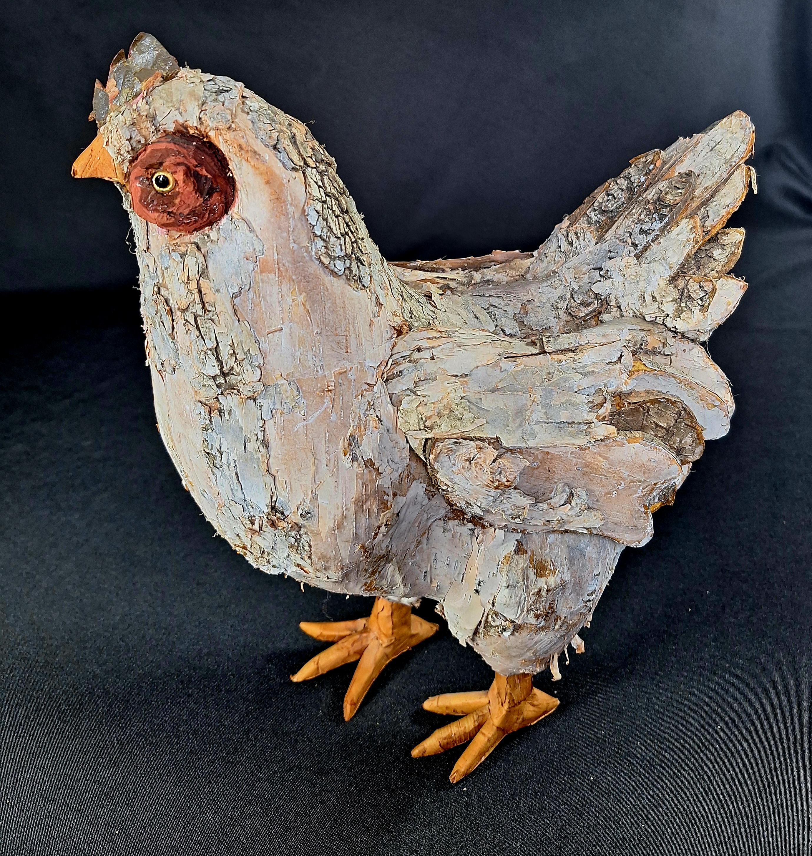 Birch Bark Wood Chicken, Whimsical Home Accent, Hand Crafted From ...