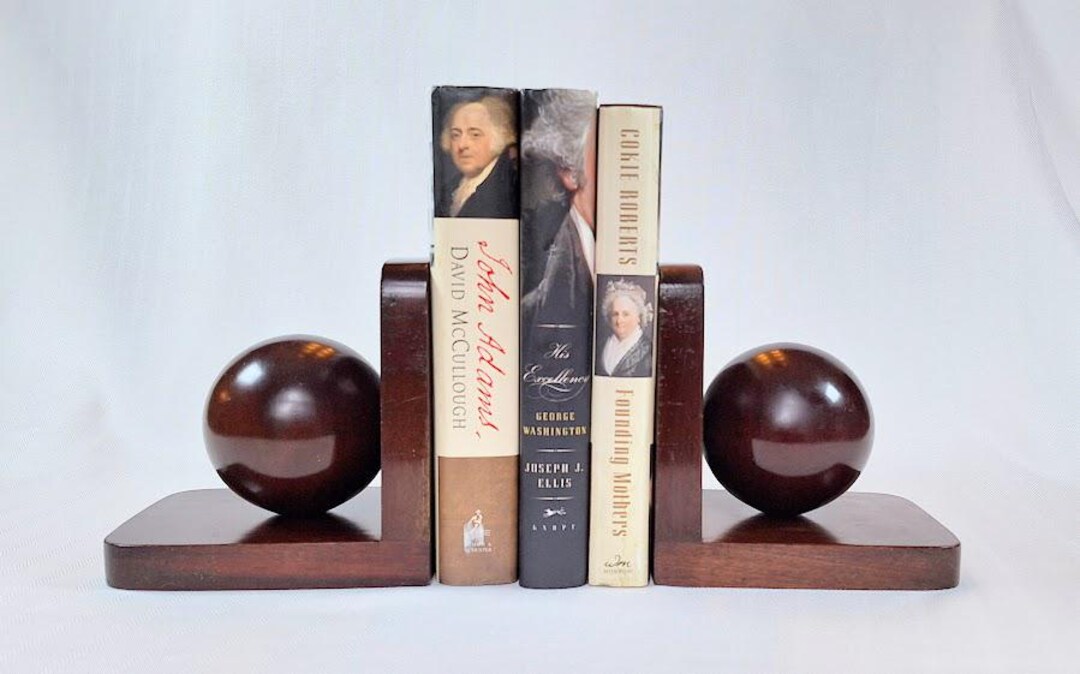 Vintage Solid Mahogany Sphere Ball Bookends, 1930s, Art Deco, Heavy ...