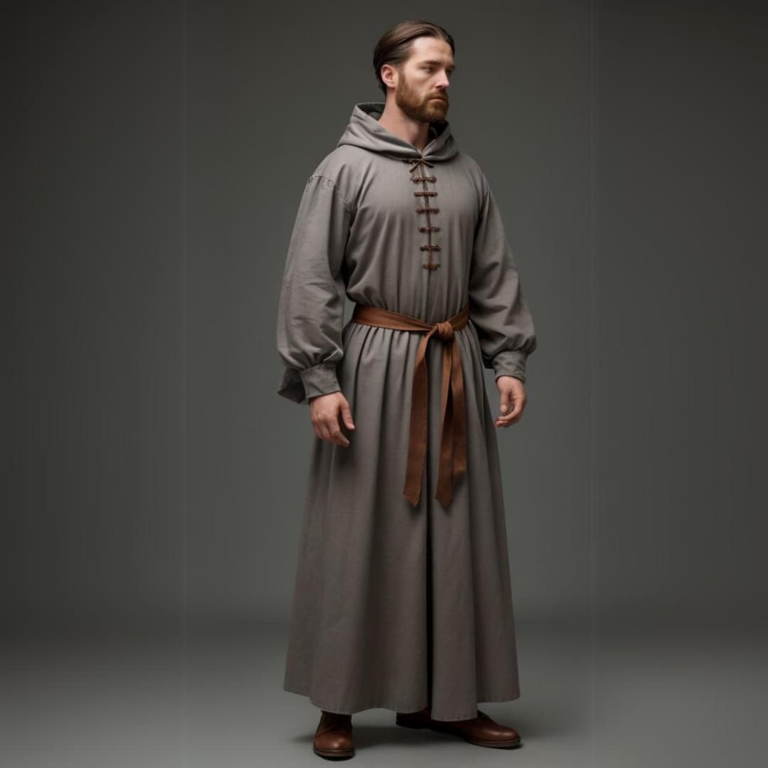 Men Gothic Medieval Hooded Cape, Viking Peasant Attire Monk Costume for ...