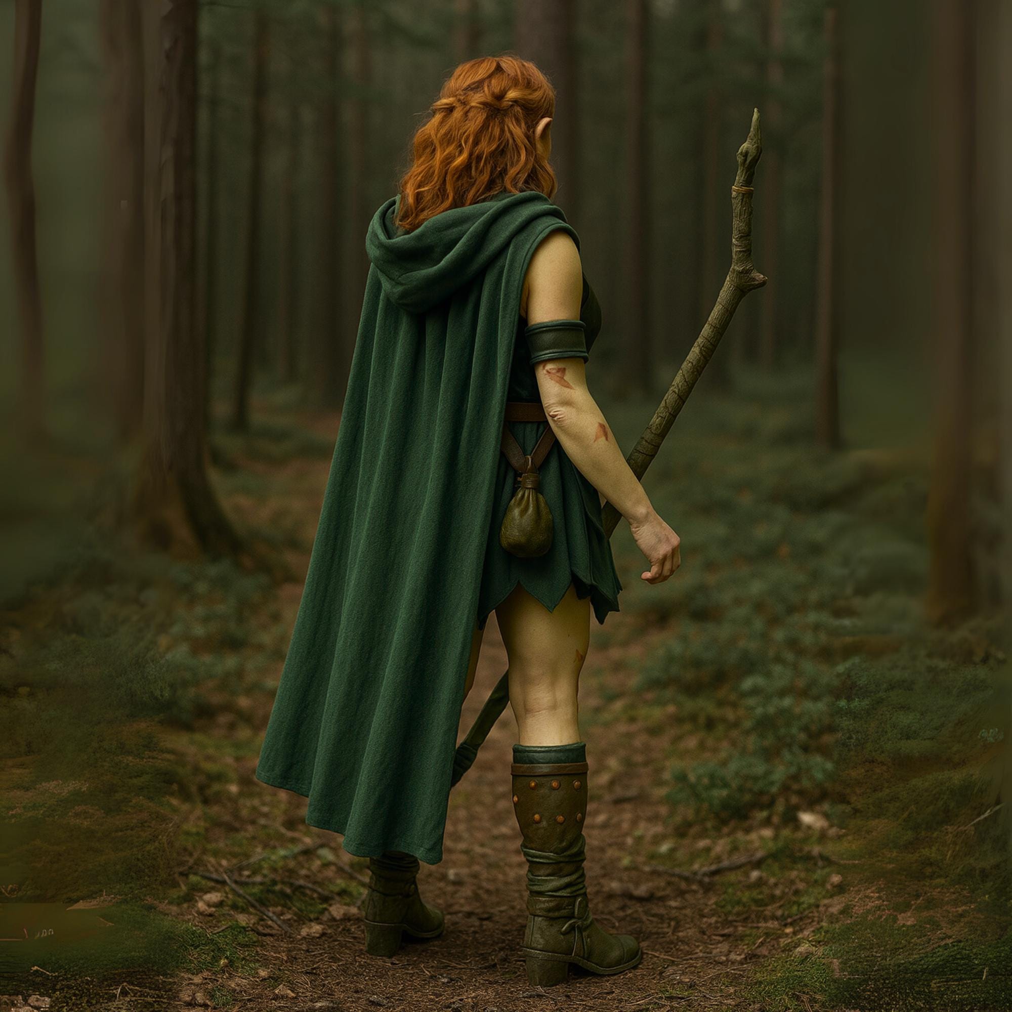 Green Elven Skirt With Hooded Cape | Medieval Fantasy Dress | Elf Fairy ...