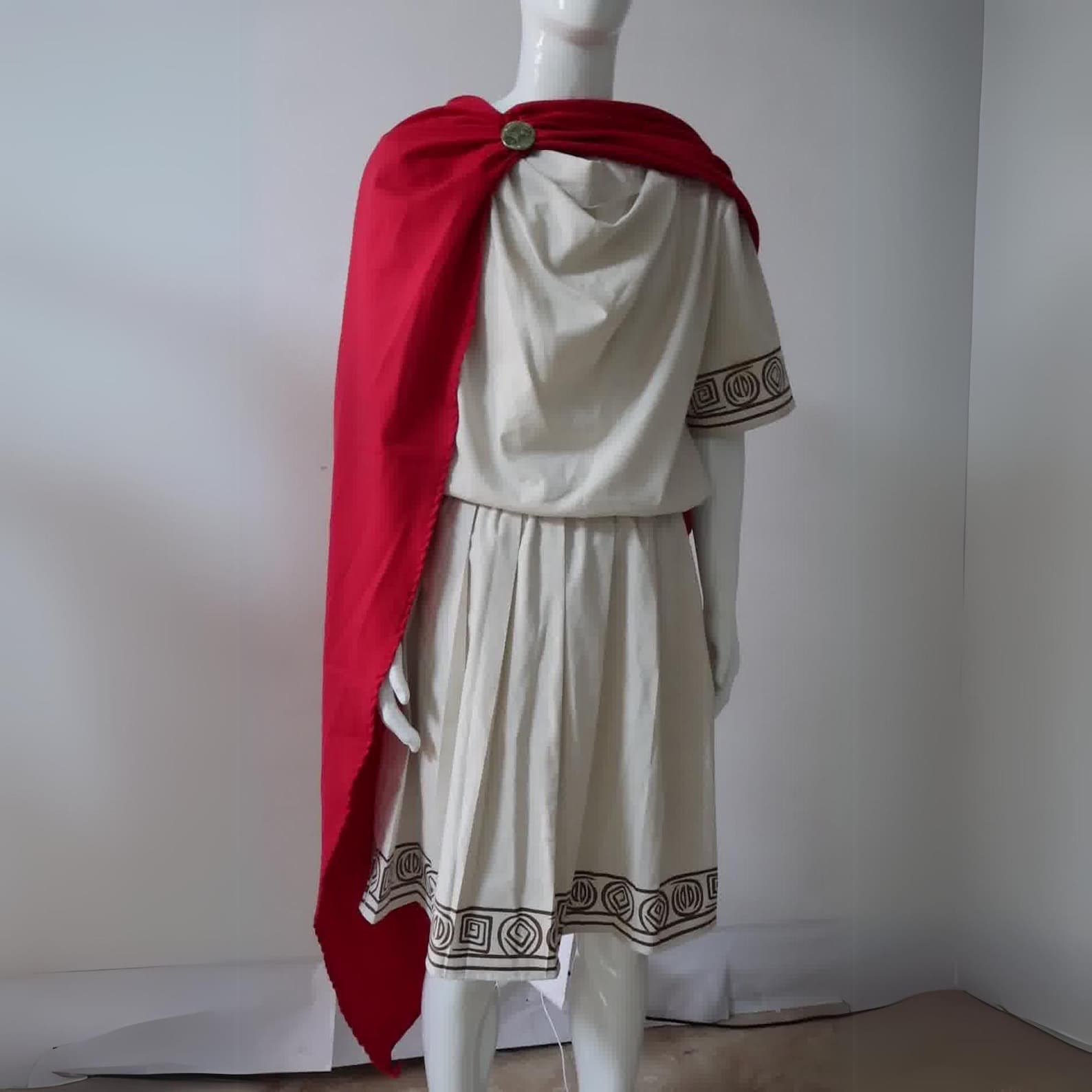 Roman Toga Outfit With Red Superhero Cape, Renaissance Gladiator ...