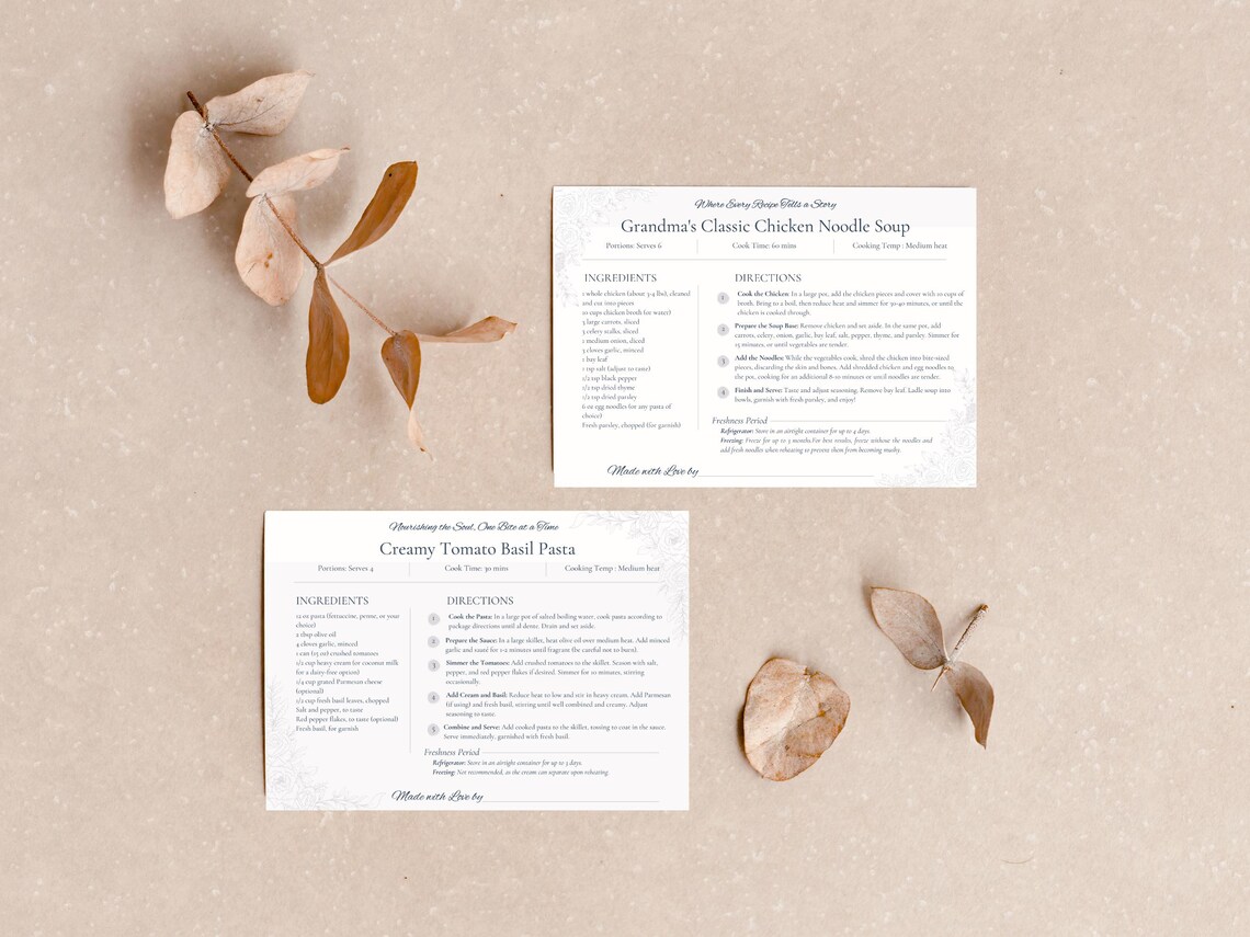 15 Editable Recipe Card Template, Floral Lavender Recipe Cards, DIY ...