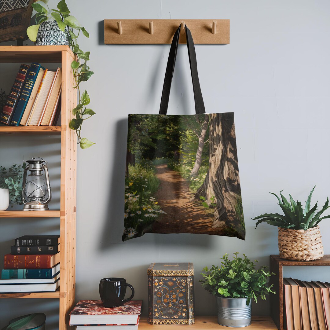 Forestcore Tote Bag, Woodland Fairy Tale Woven Tapestry Bag, Bohemian ...