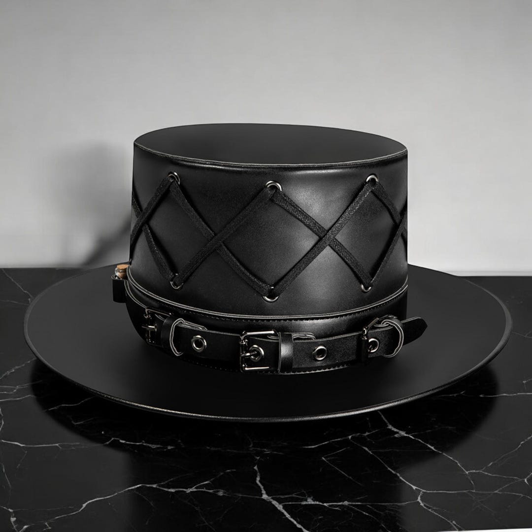 Plague Doctor Hat - Medieval Black Leather Cylinder Hat - Cosplay Hat ...