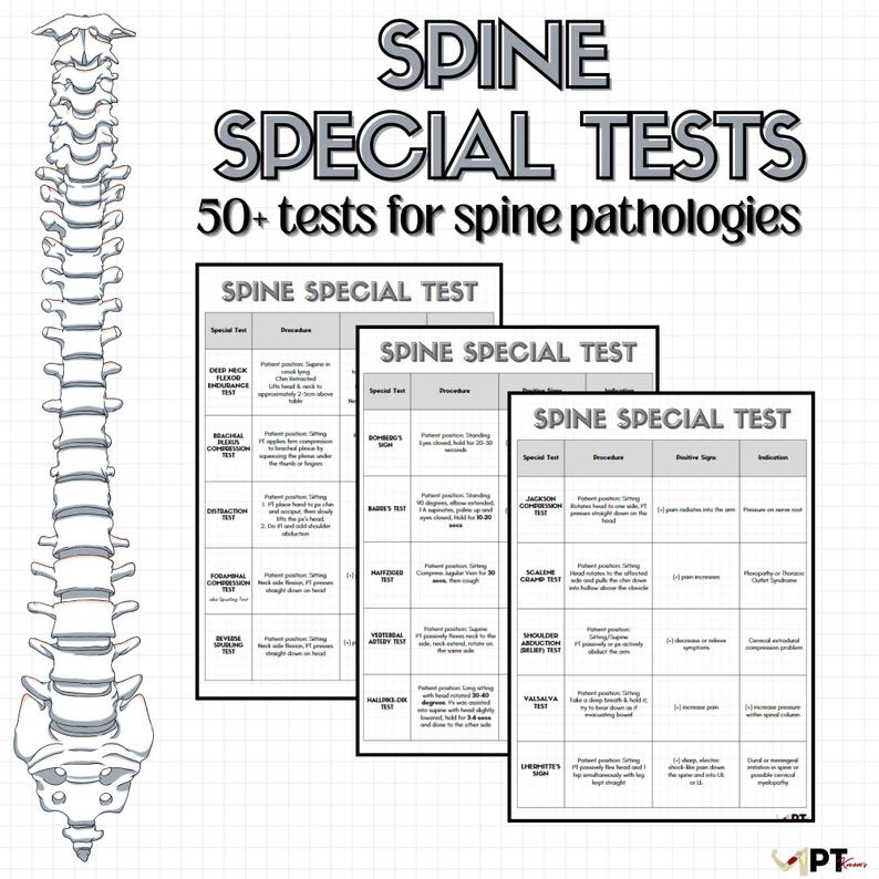 Cervical, Thoracic and Lumbar Special Tests Physical Therapy Student ...