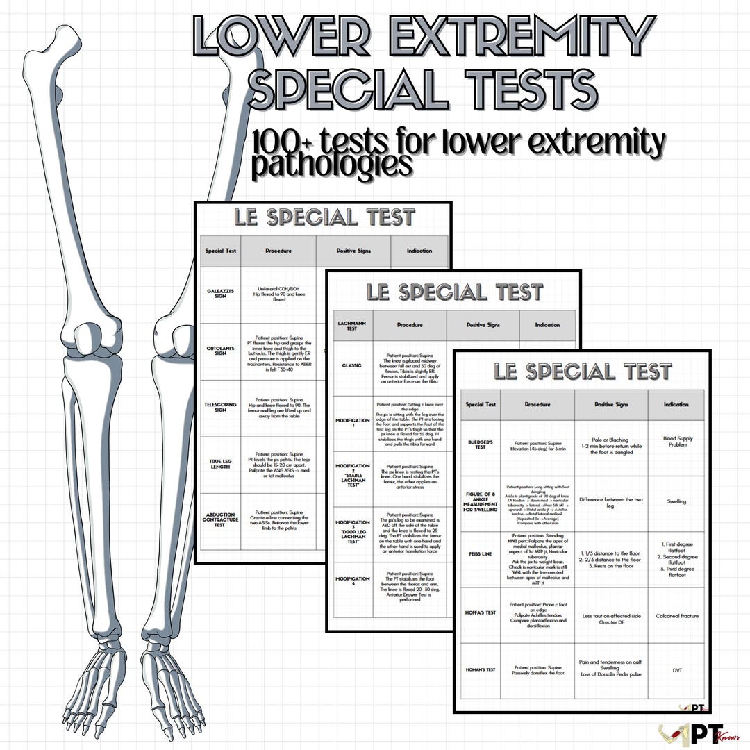 Hip, Knees, Foot and Ankle Special Tests | Physical Therapy Student ...