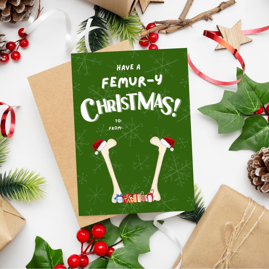Have A Femur-y Christmas Funny Medical Printable Christmas Card Instant ...
