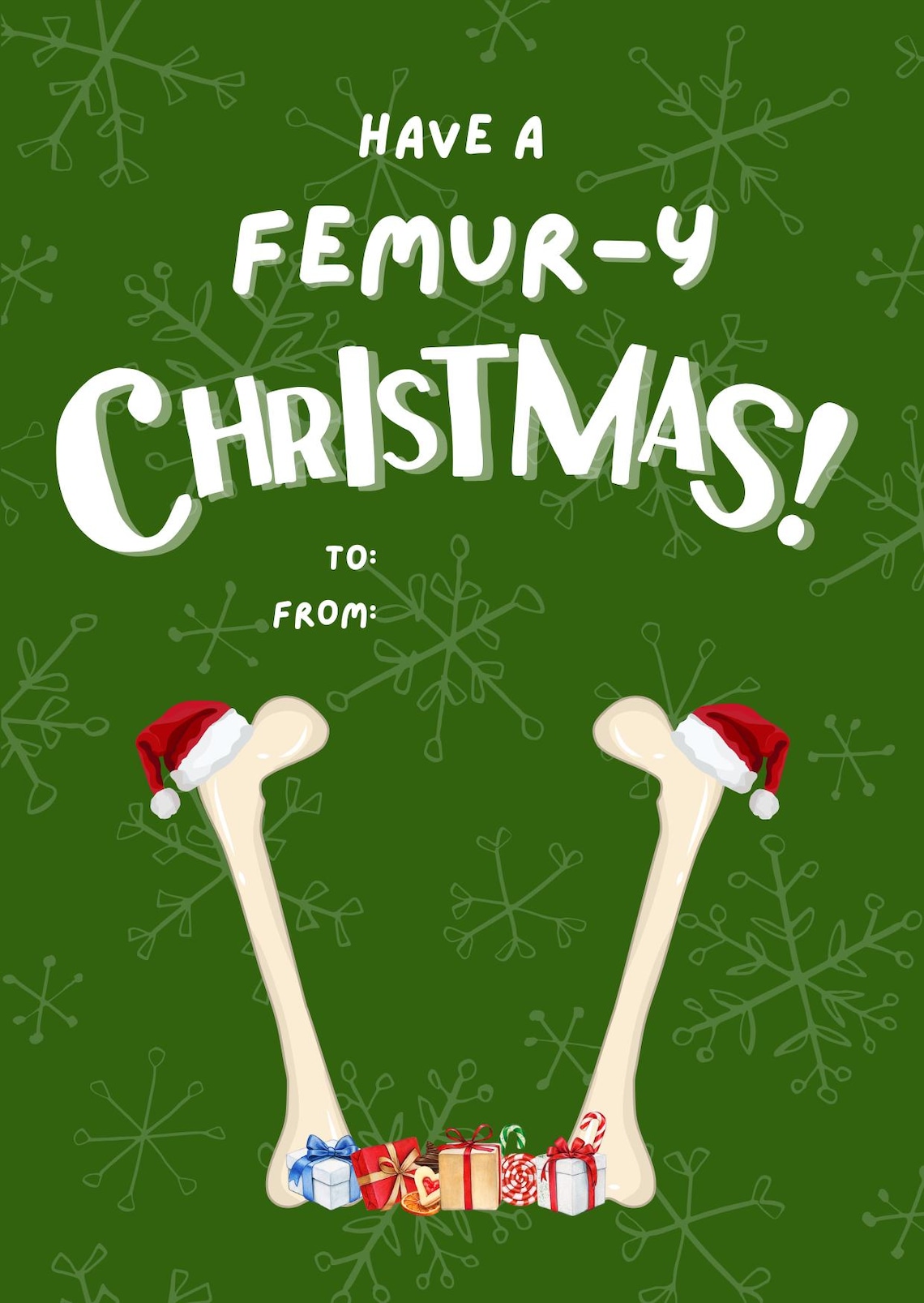 Have A Femur-y Christmas Funny Medical Printable Christmas Card Instant ...